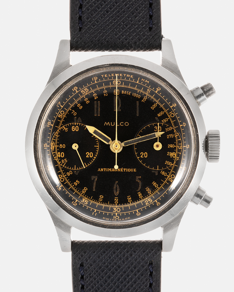 Mulco Prima Black Gilt Spillman Case Chronograph Vintage Watch | S.Song ...