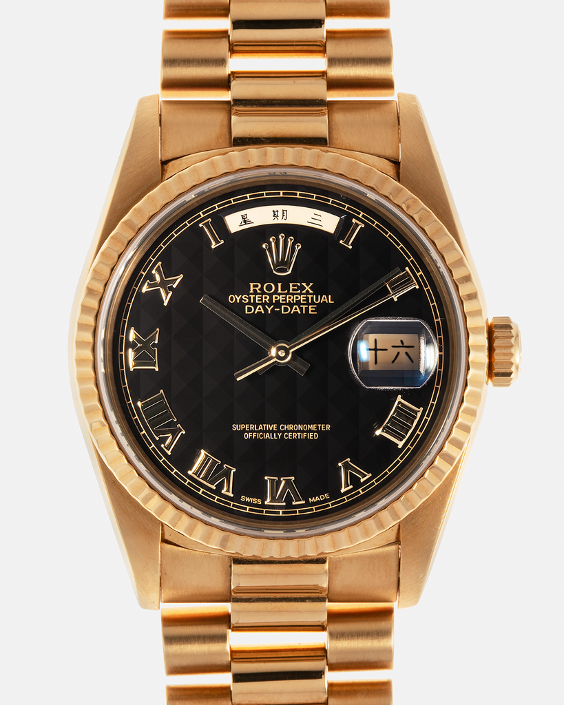 Rolex Day-Date 18238 Black Pyramid Dial Chinese Date Watch | S.Song ...